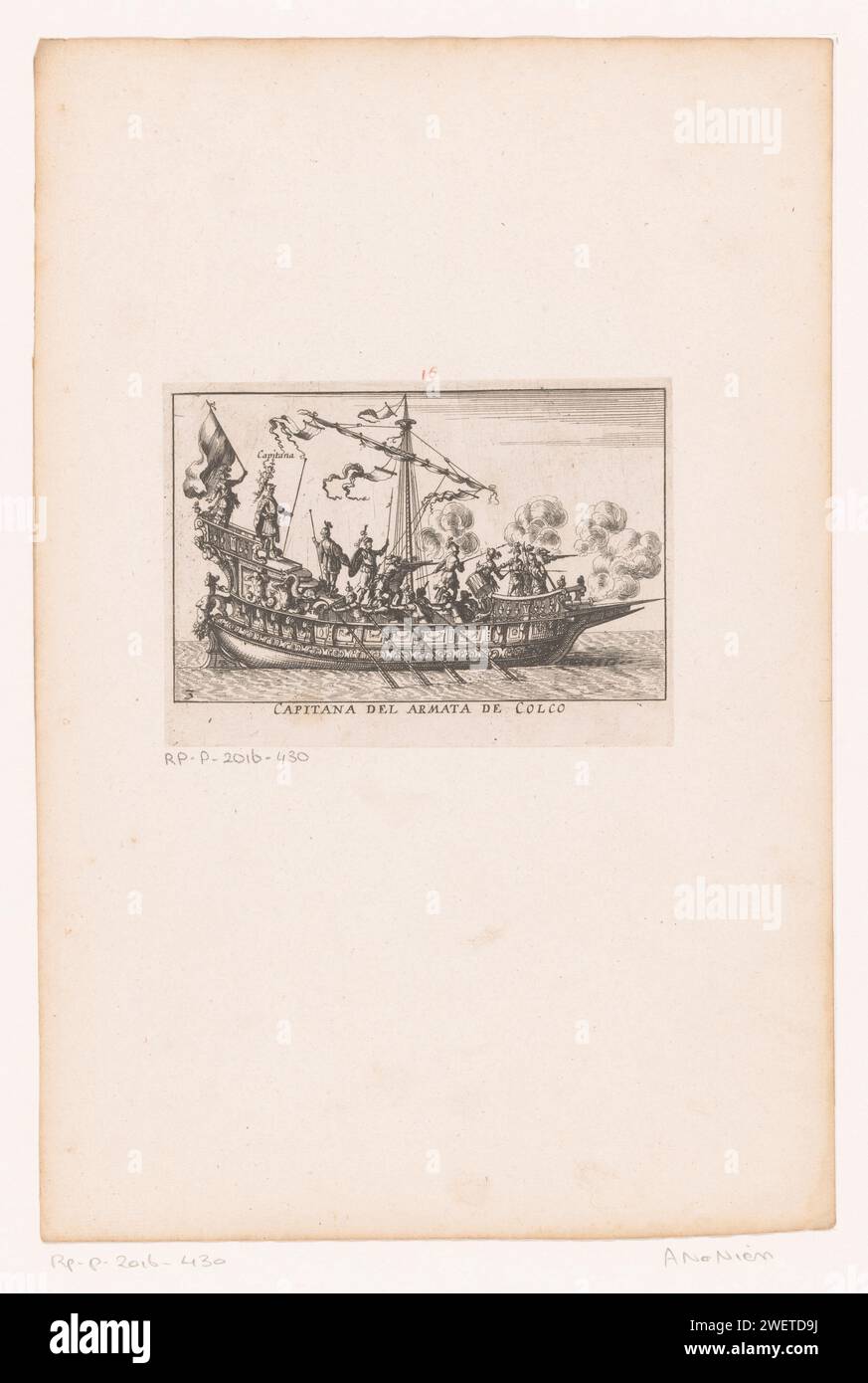 Ship with shooting soldiers and captain, Anonymous, After Remigio ...