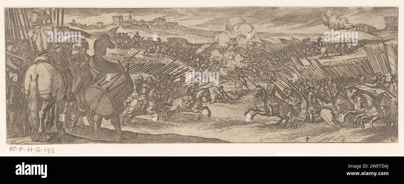 Two armies attacking each other, Antonio Tempesta, 1599 print paper ...