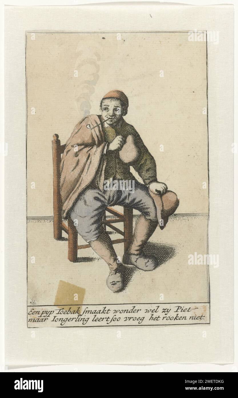 Smoker with jug, anonymous, c. 1670 - c. 1720 print Pipping man ...