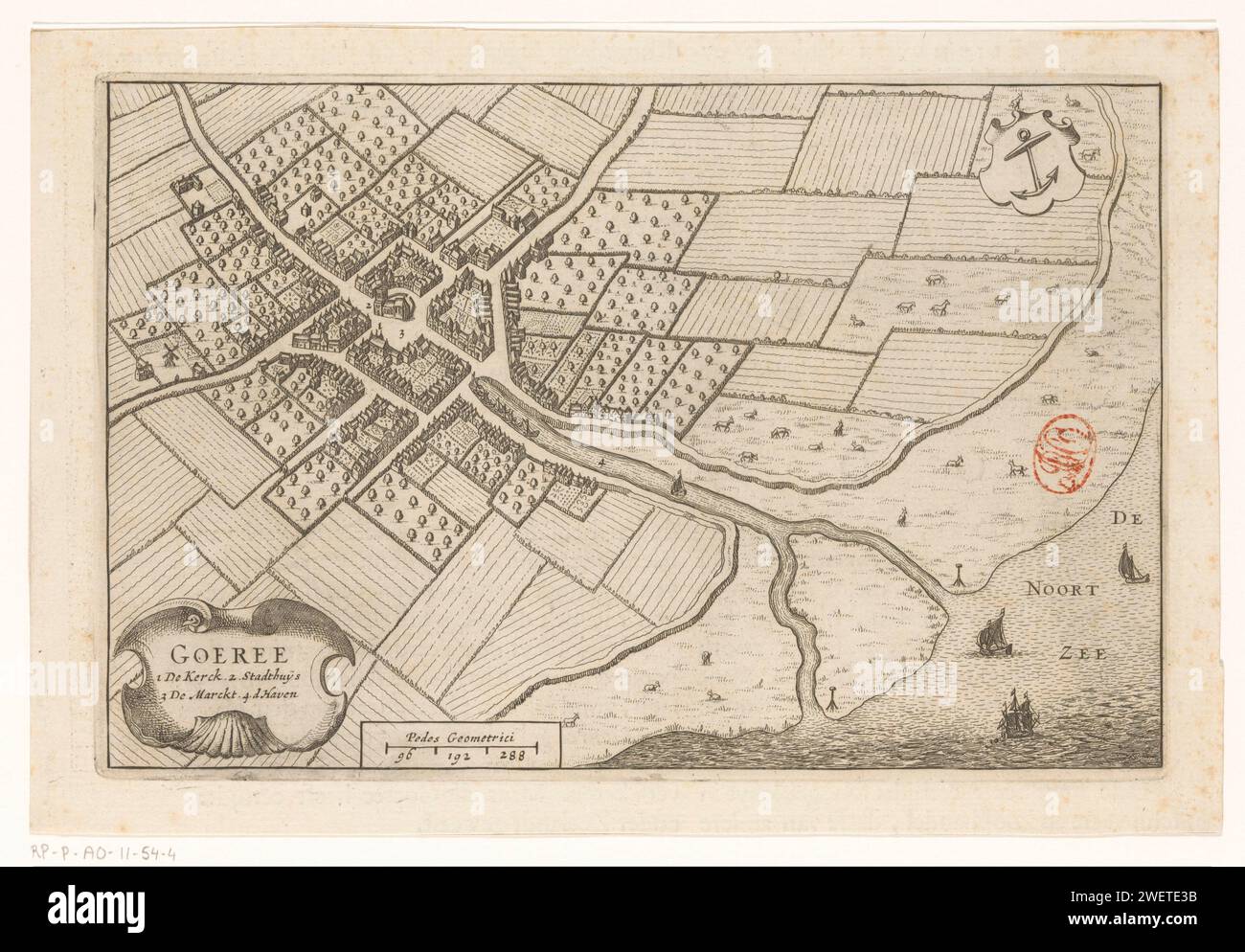 Map of Goedereede, Anonymous, 1652 print Map in a nutshell perspective. Bottom left a cartouche ...