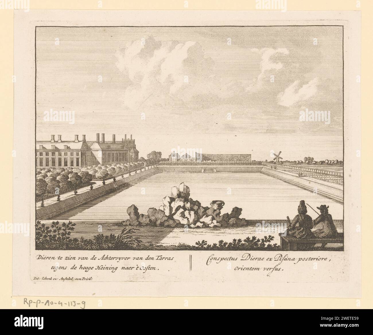 View of the Hof in Dieren from the rear pond, Pieter Schenk (I), c ...