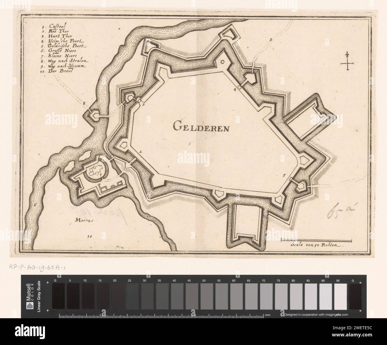 Vesting map of Geldern, Caspar Merian, after Johann Merck, 1654 - c. 1700 print Vesting map of ...