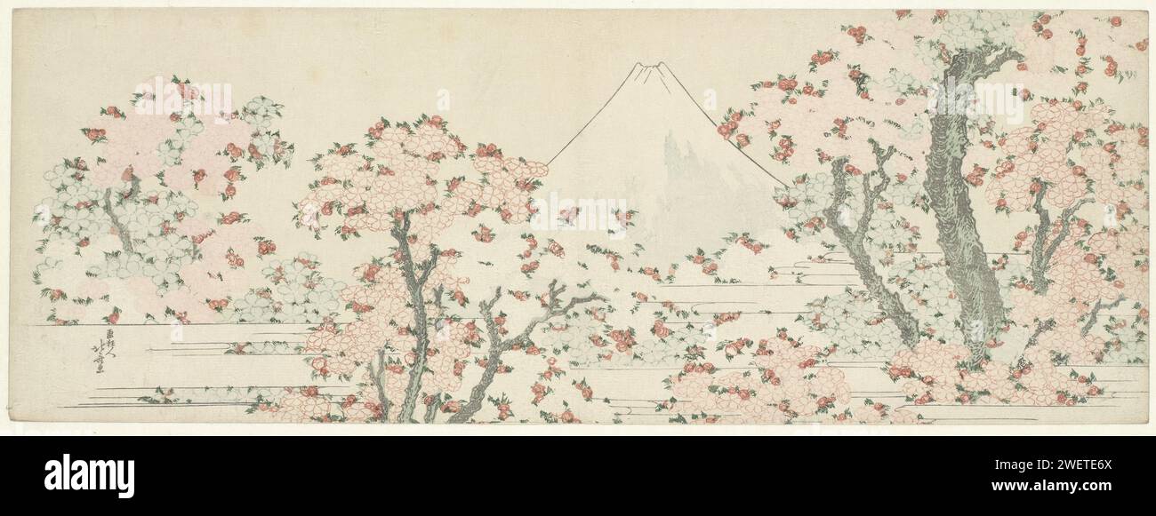 FUJI OVER CHERRY BLOSSOM, Katsushika Hokusai, C. 1800 --c. 1805 print ...