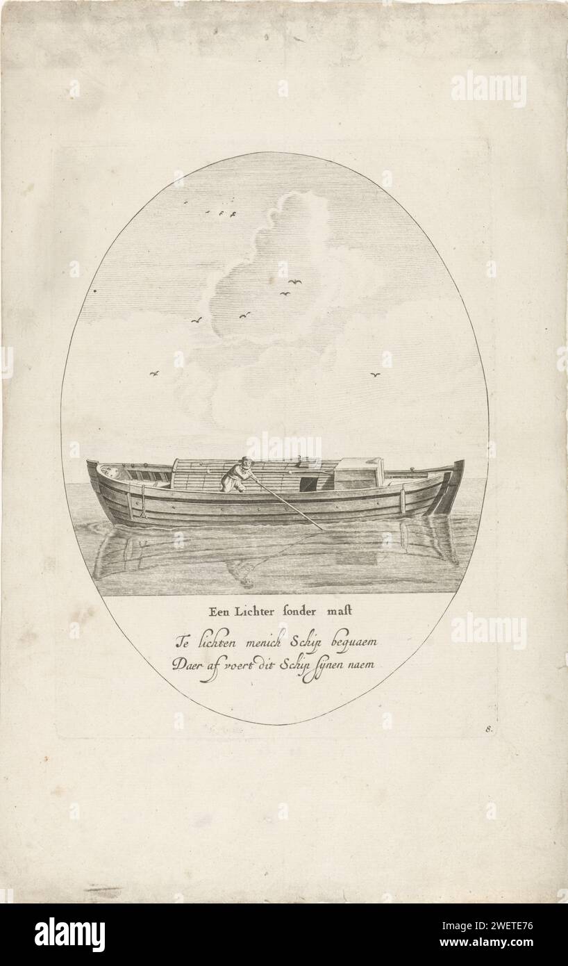 Lighter without Mast, Dirk Eversen Lons, 1629 print A lighter without a ...
