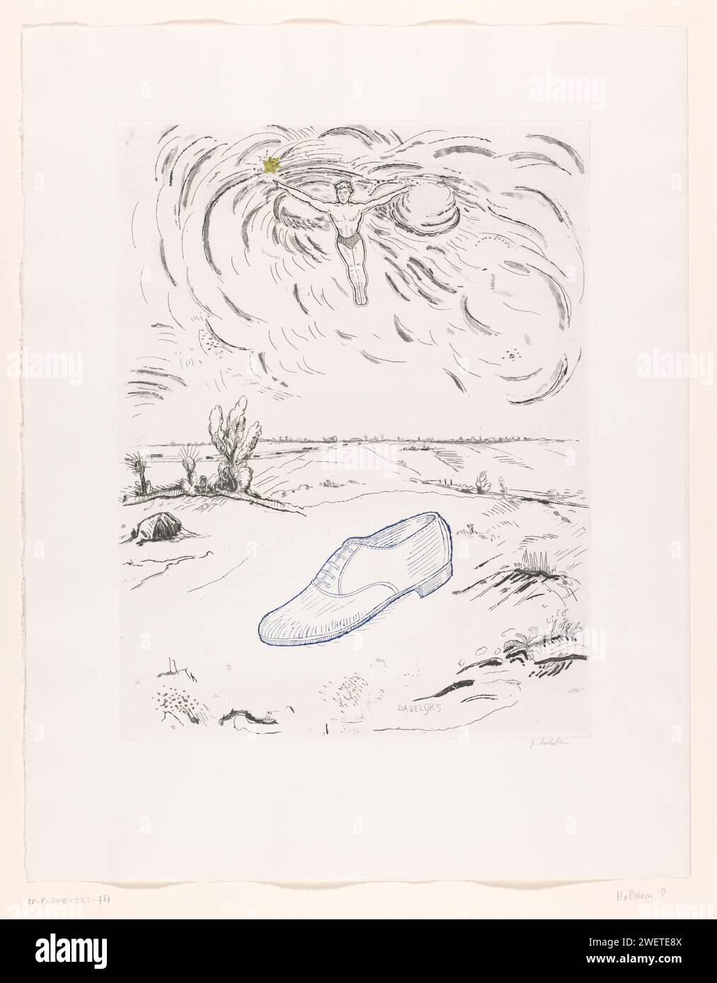 The ideal shoe, Pieter Holstein, c. 1986 print Blue lace -up shoe in ...