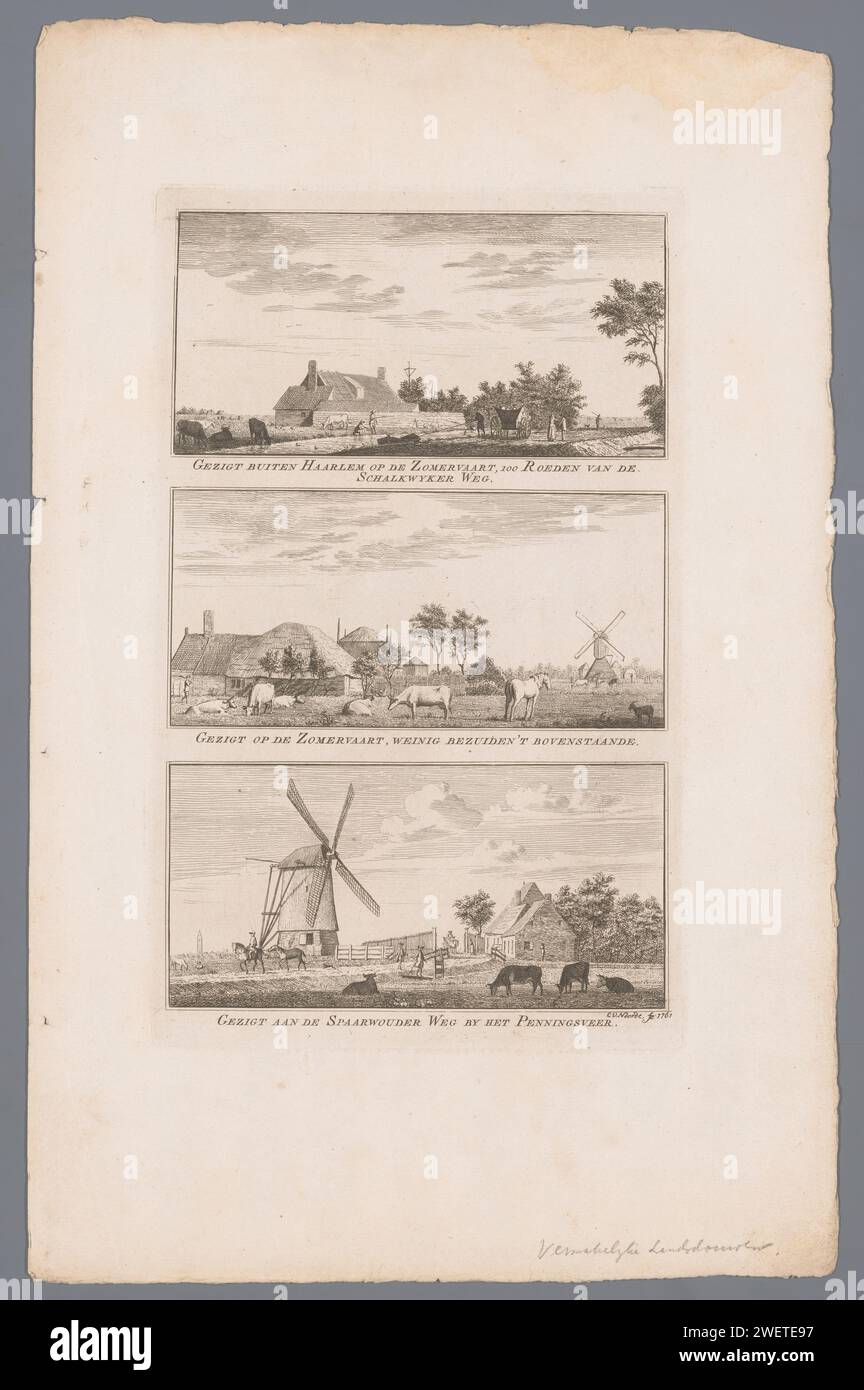 Faces on the Zomervaart and the Penningsveer near Haarlem, Cornelis van ...