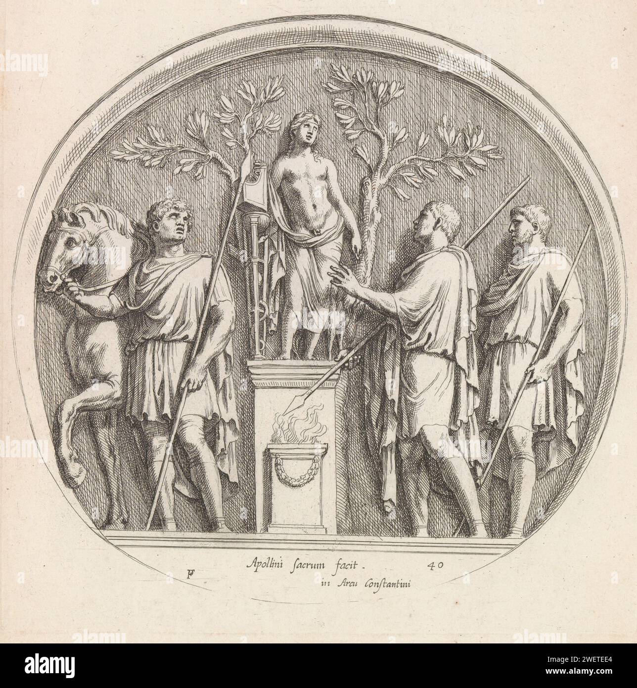 Relief with a Roman emperor who makes a sacrifice to Apollo, François ...