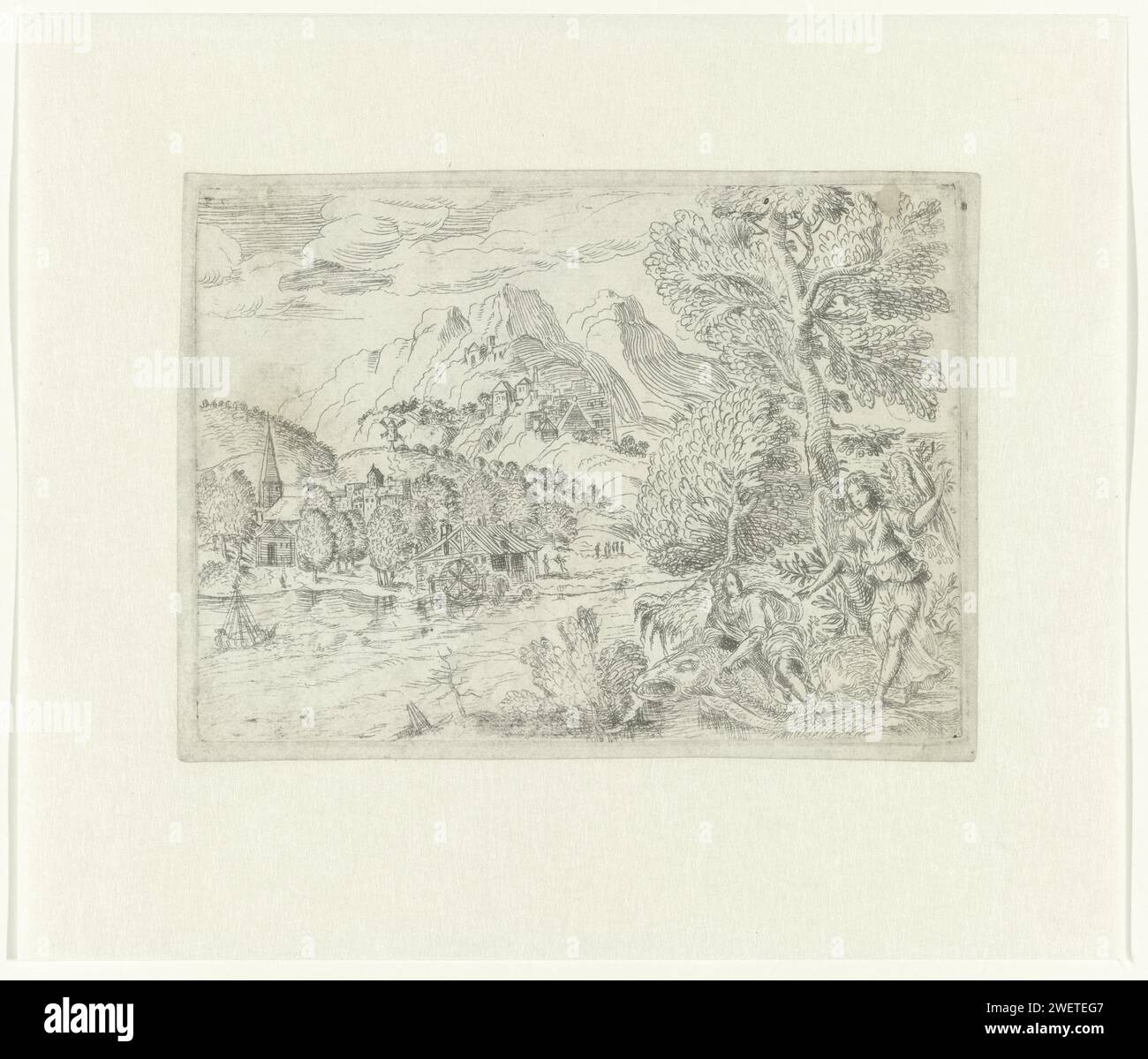 Landscape with Tobias and the angel, Anonymous, c. 1550 - c. 1599 print ...