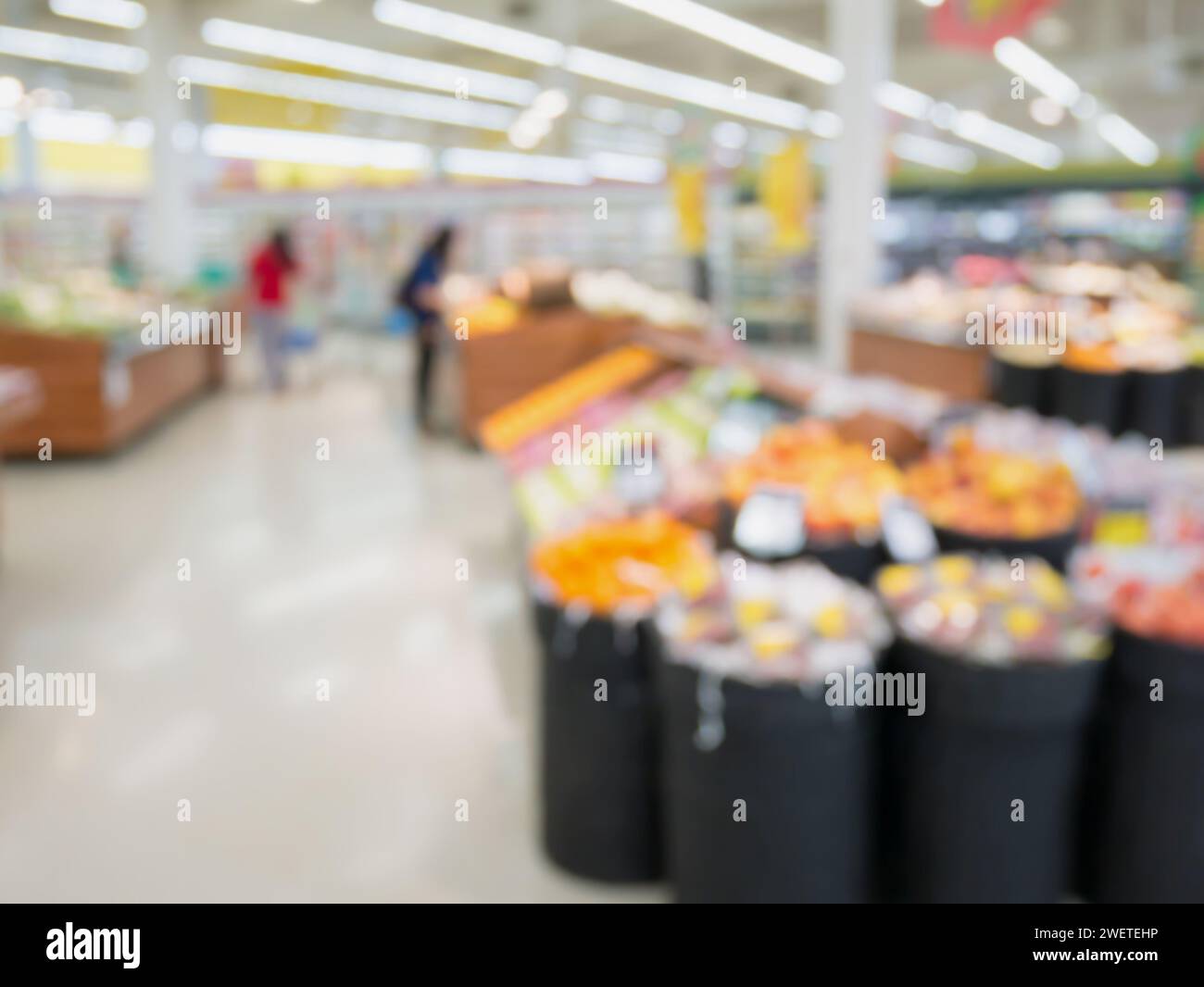 Grocery store blur background with customers Stock Photo - Alamy