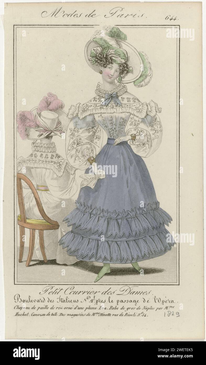 Small mail of the ladies, 1829, no. 644: rice straw hat., 1829 Standing ...