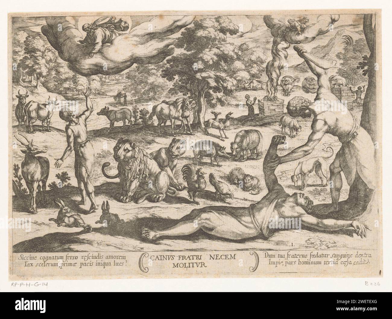 Cain kills Abel, Antonio Tempesta, 1613 print Cain kills his brother ...