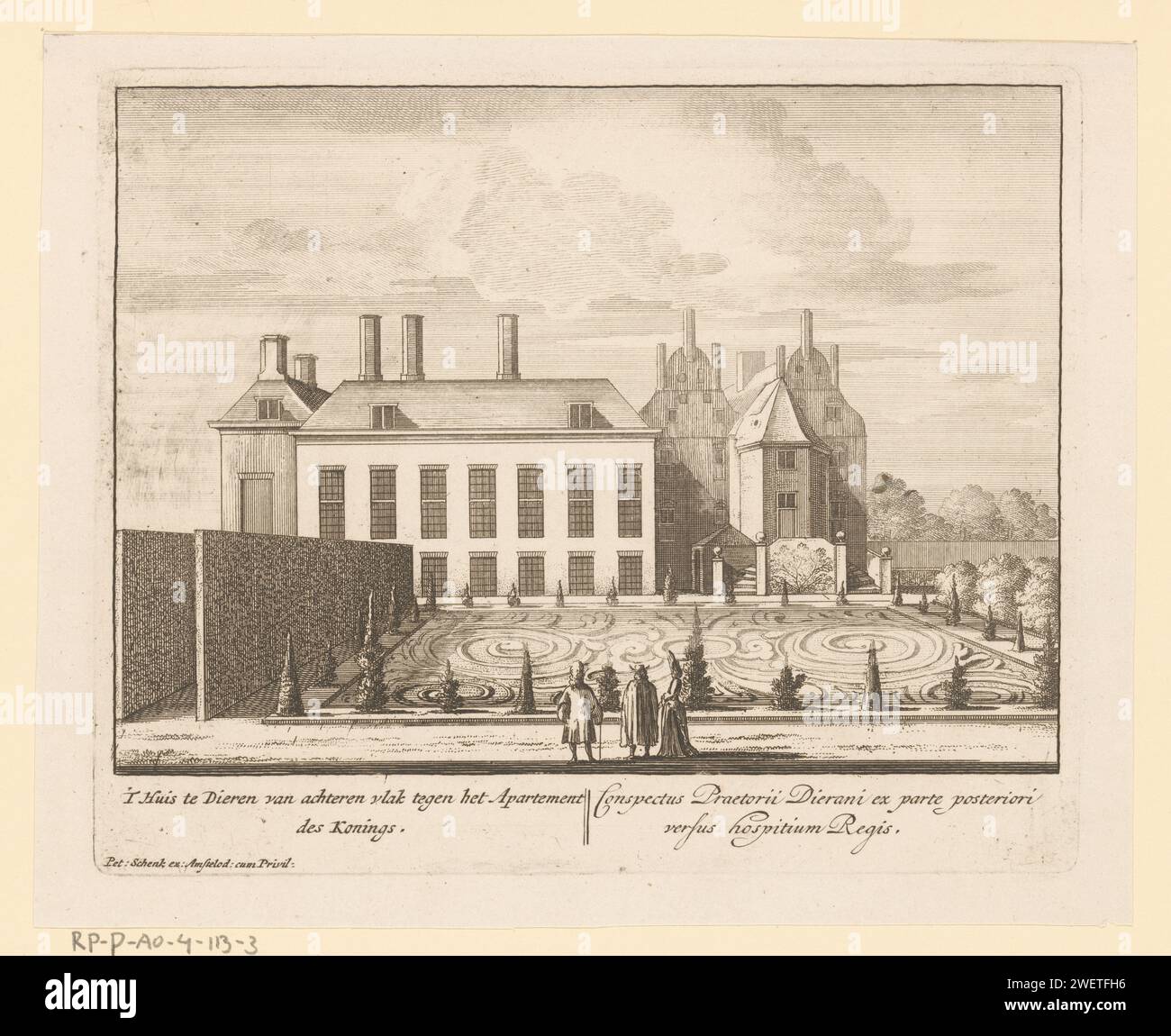 View on the back of the Hof in Dieren, Pieter Schenk (I), c. 1700 print ...