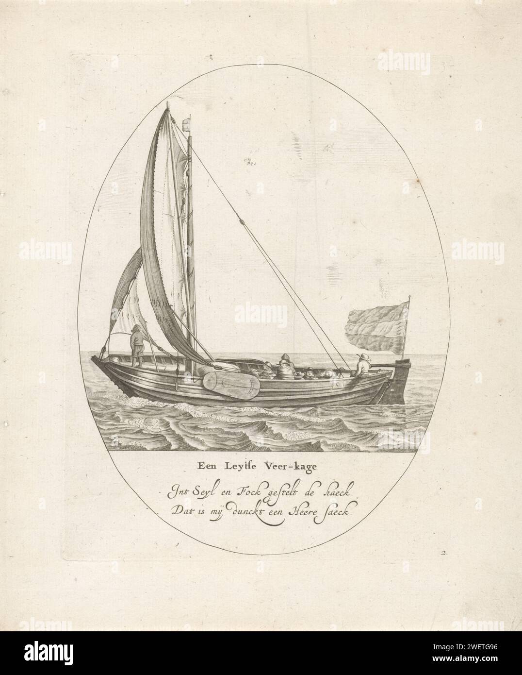 Leidse Veerkaag, Dirk Eversen Lons, 1629 print A Leiden ferry with ...