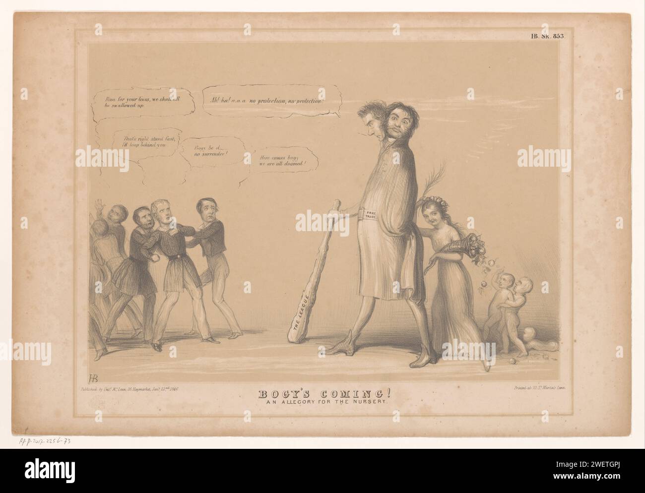 Cartoon with a two -headed monster, John Doyle, 1846 print Cartoon from ...