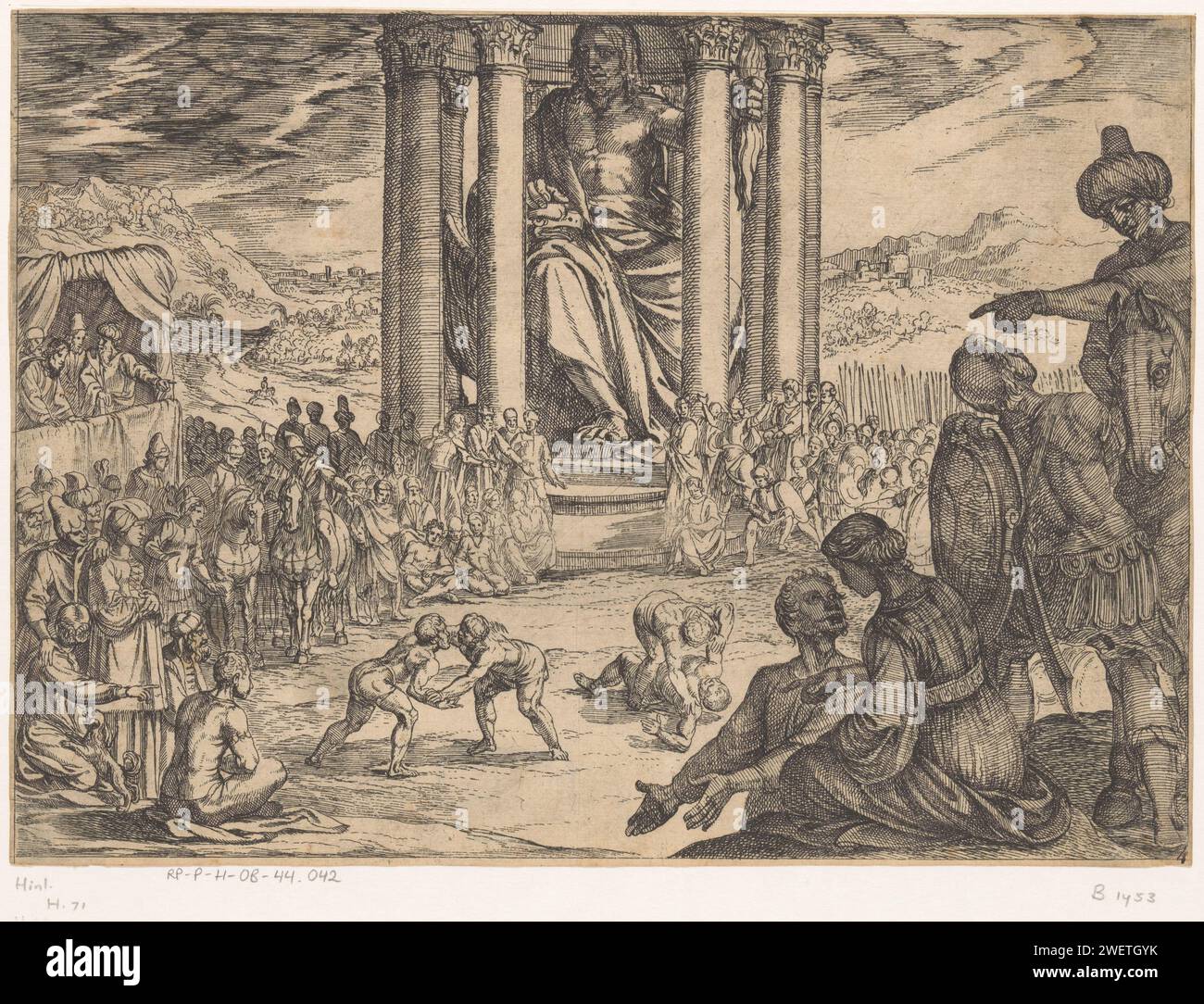 Statue of Jupiter in Olympia, Antonio Tempesta, 1608 print A landscape ...