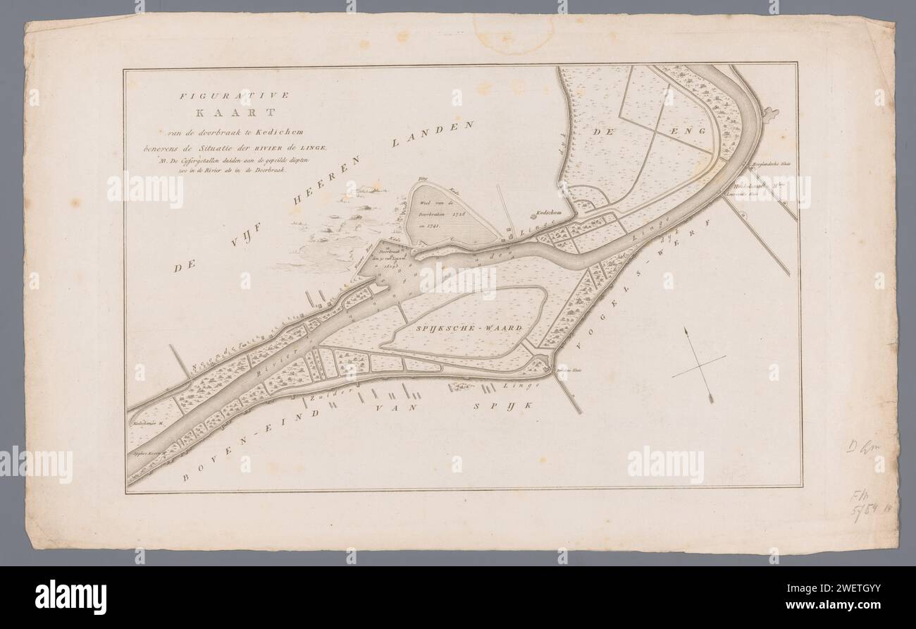 Map of Dijkbraak in Kedichem, 1809, Anonymous, 1809 print paper etching ...
