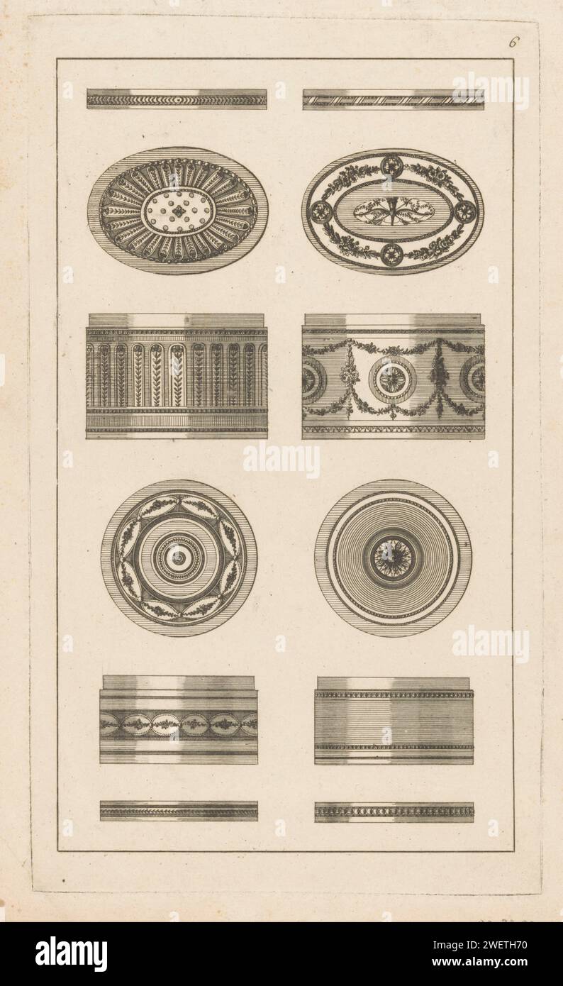 Jewelry boxes, 1784 - 1796 print Designs for four lids and small ...