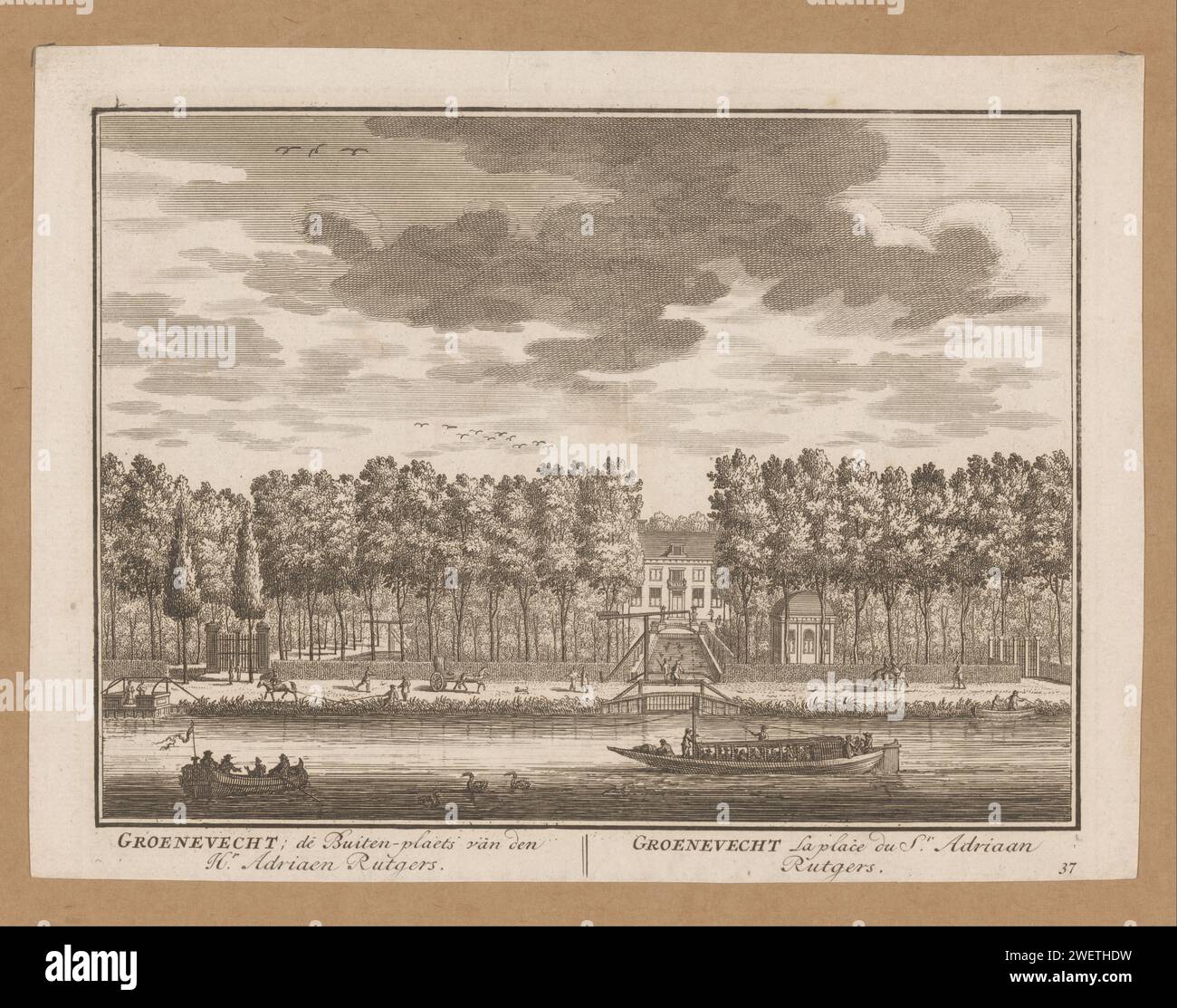 View of Groenevecht in Breukelen, Daniël Stopendaal, 1719 print paper ...