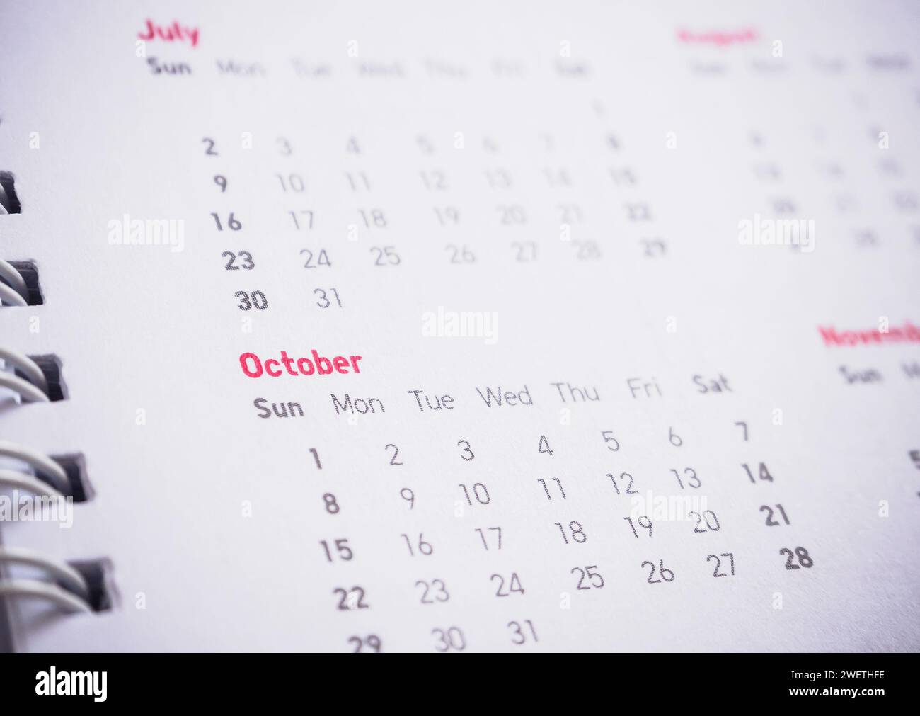 Months and dates on calendar new year 2017 Stock Photo - Alamy