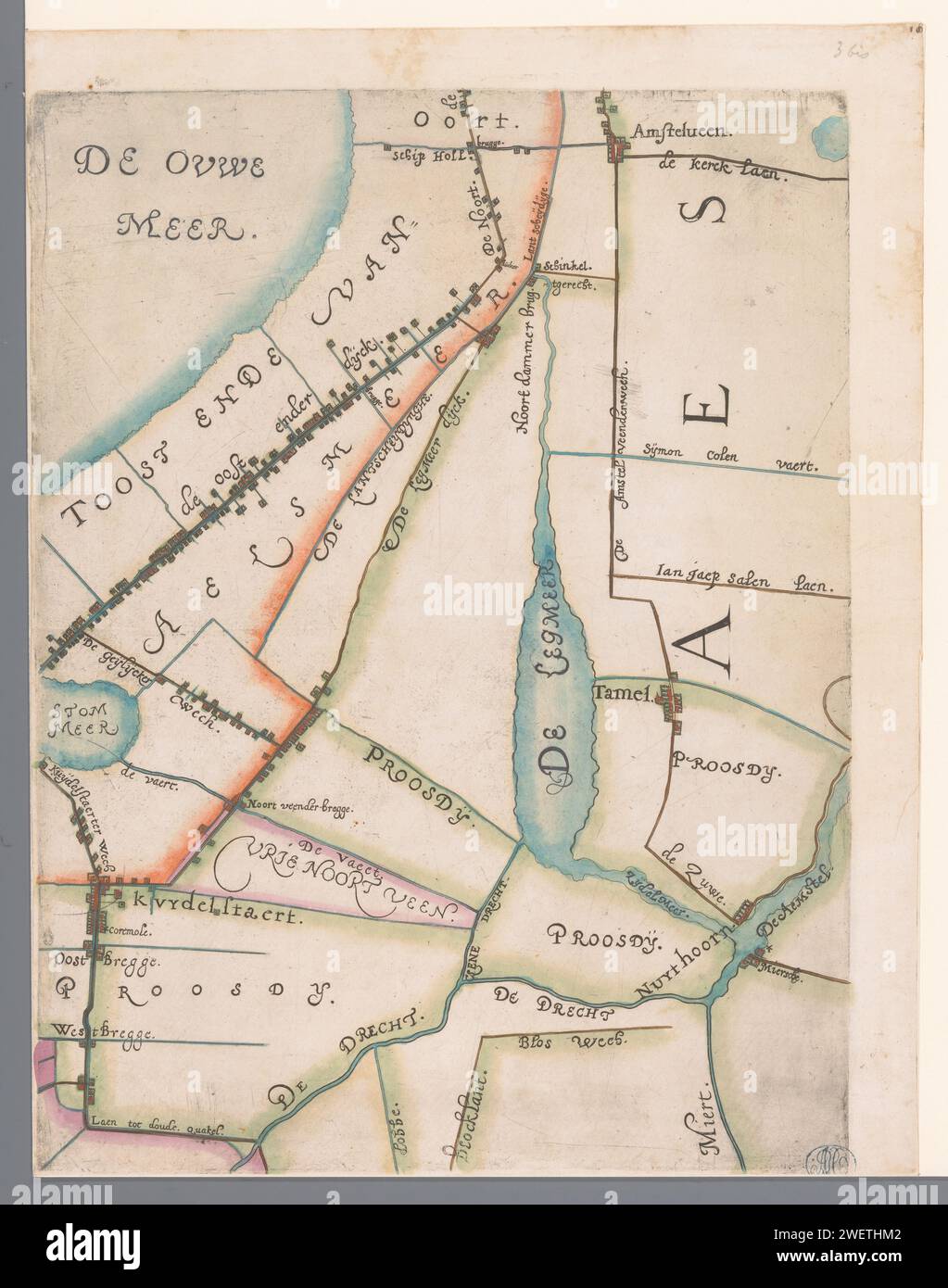 Part of a map of the Rijnland Water Board, with Amstelveen and Schiphol ...