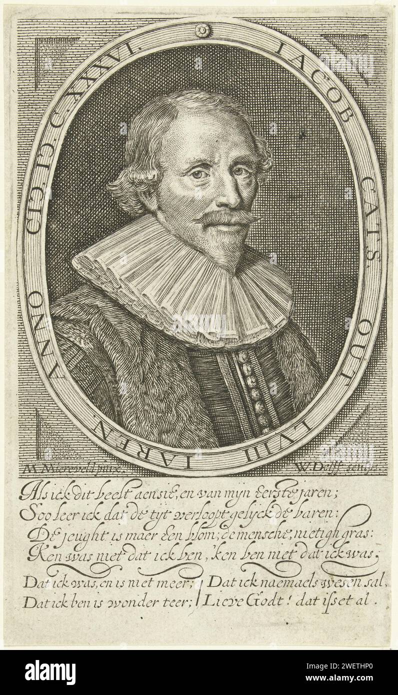 Portrait of Jacob Cats at the age of 58, Willem Jacobsz Delff, after ...