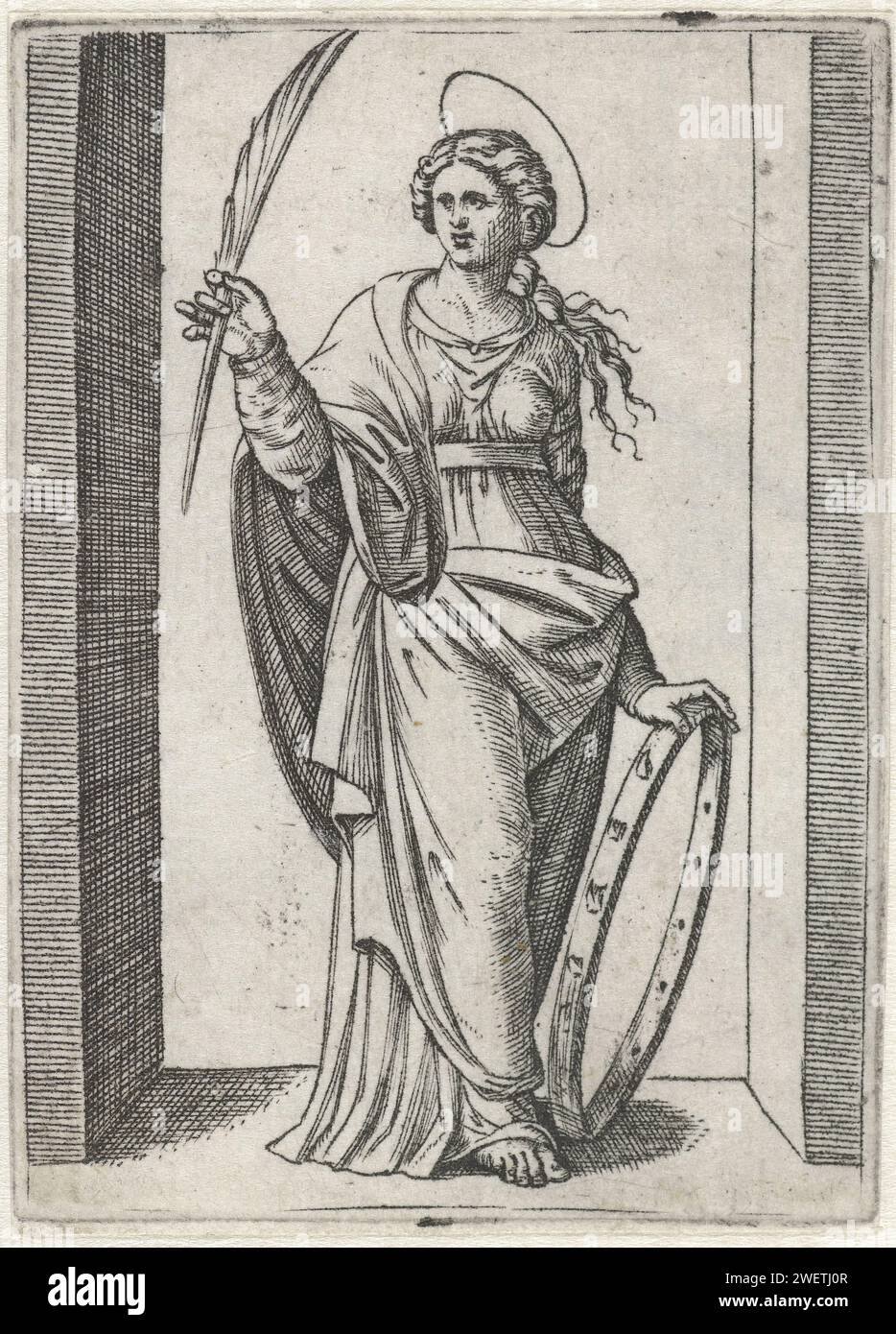Holy Catharina of Alexandria with Wiel, Marcantonio Raimondi, 1500 ...