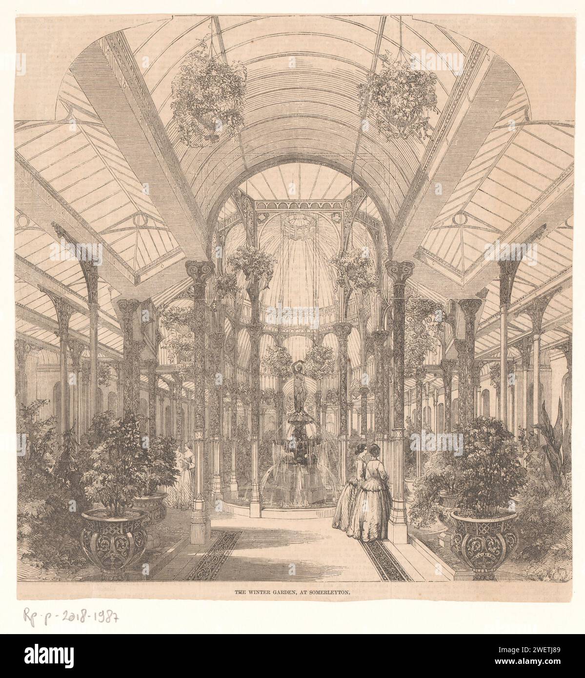 View of the Orangery of Somerleyton Hall, Anonymous, 1857 print With ...