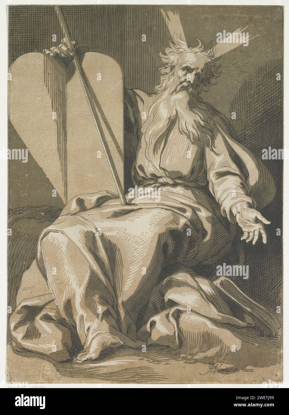 Moses with the Tables of the Law, Anonymous, After Abraham Bloemaert ...