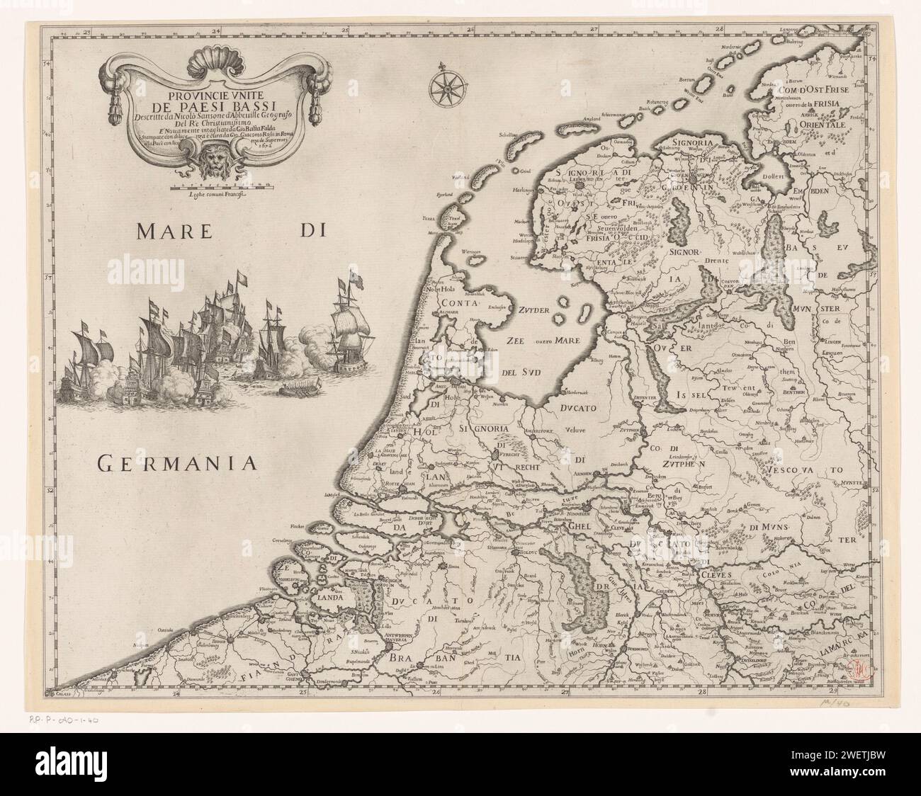 Map of the Republic of the Seven United Netherlands, 1672 print Italian ...