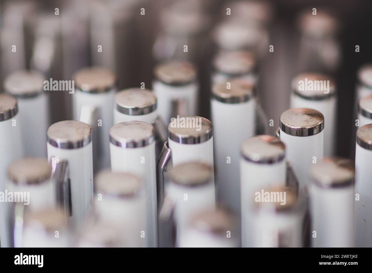 Vintage Typewriter in Close-Up Shot: Old-fashioned machine with metal ...