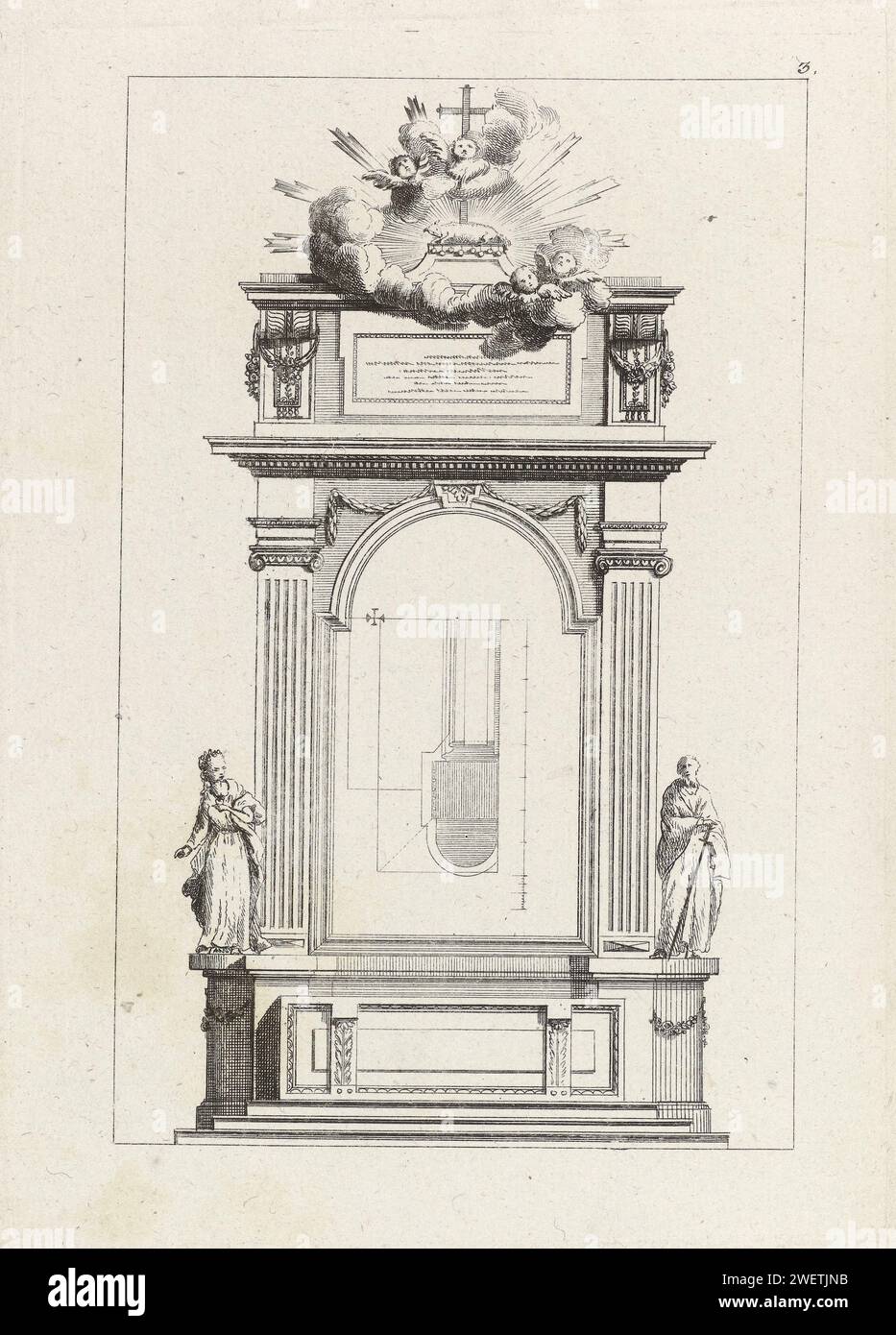Altar with cross and lamb, 1758 - 1820 print Design for an altar ...