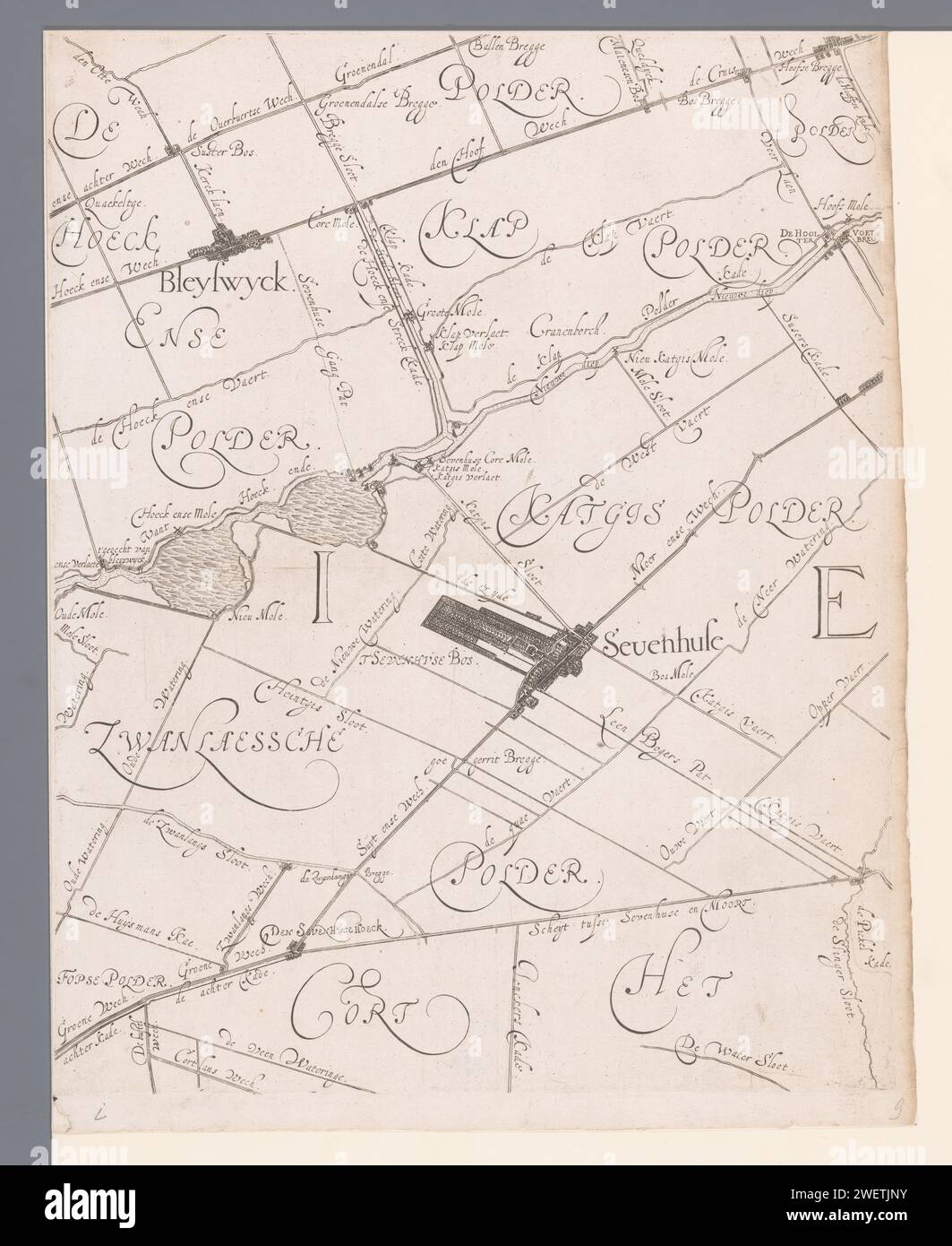 Map of the Schieland Water Board, with Zevenhuizen and Bleiswijk ...