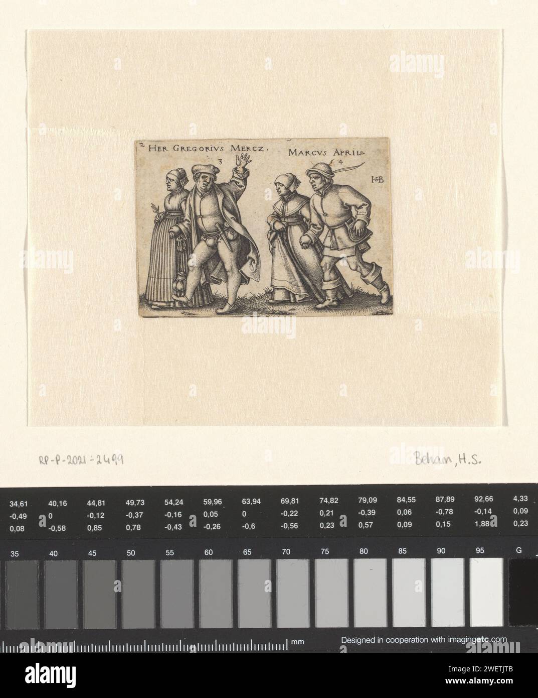 Dancing Farmers: March and April, Hans Sebald Beham, 1546 - 1547 print ...