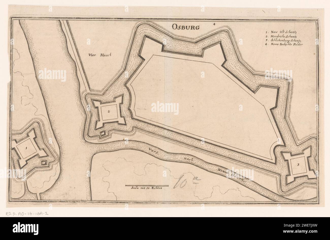Vesting map of Oostburg, Caspar Merian, after Johann Merck, 1654 - c ...