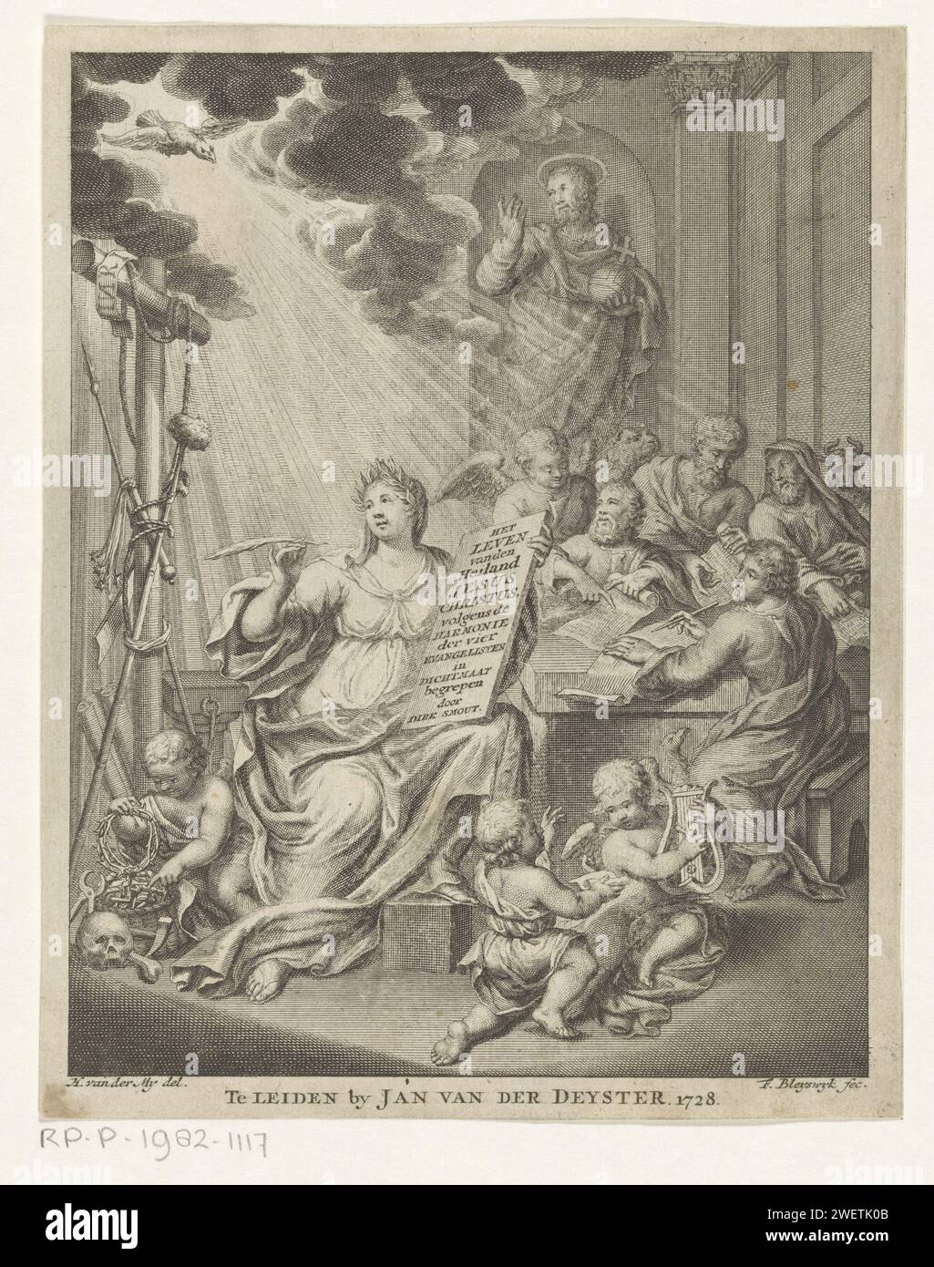 Allegory with female personification and four evangelists, François van ...