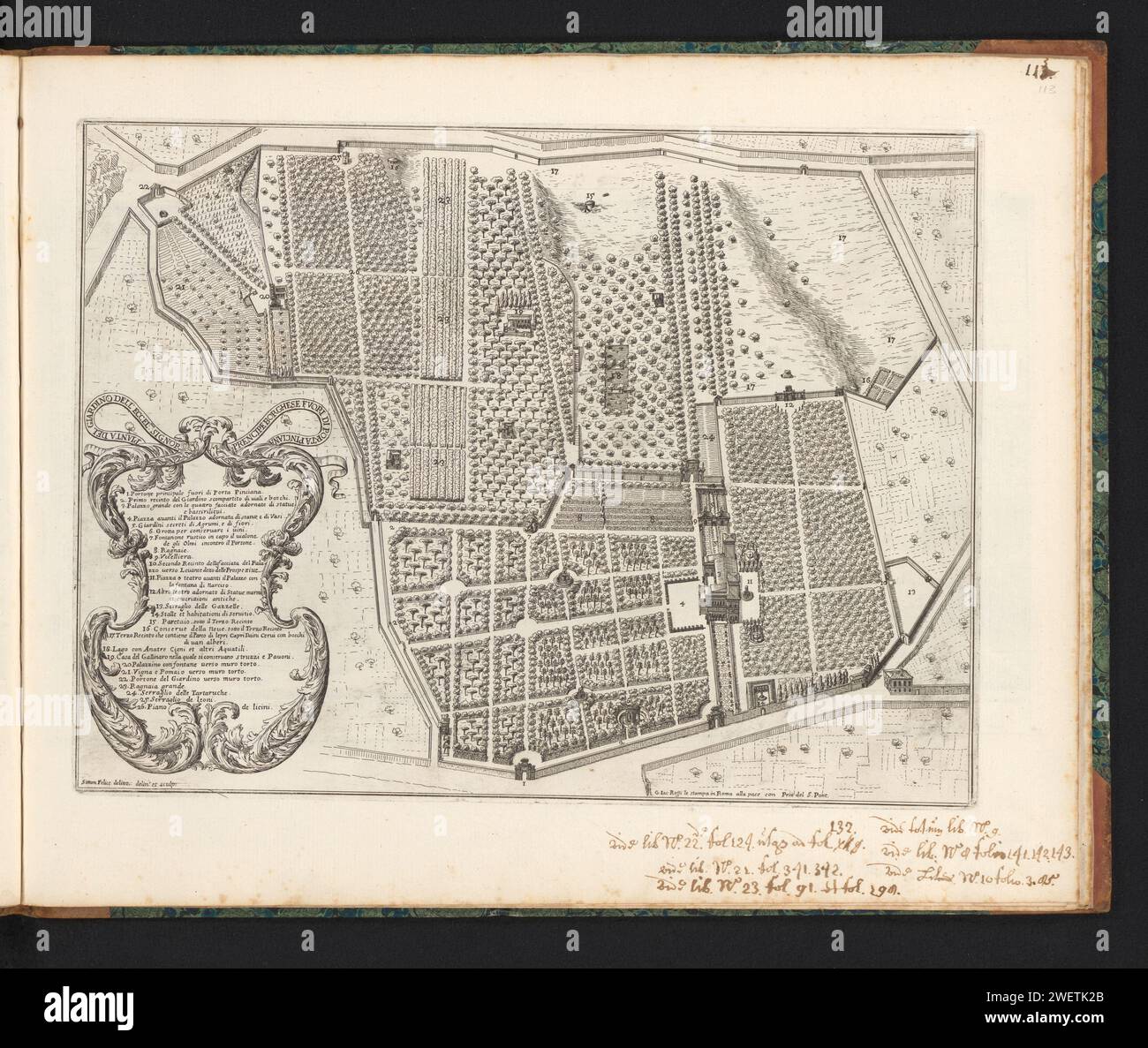 Plattegrond Van Villa Borghese Met de Villa Borghese Pinciana Te Rome ...