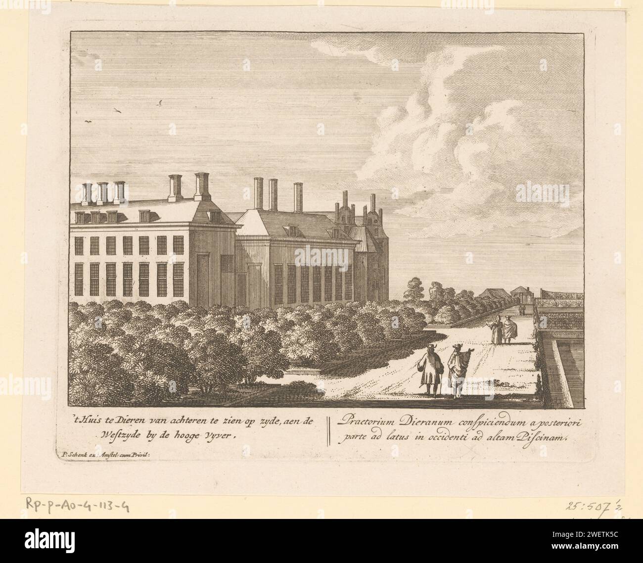 View on the back of the Hof in Dieren, Pieter Schenk (I), c. 1700 print ...