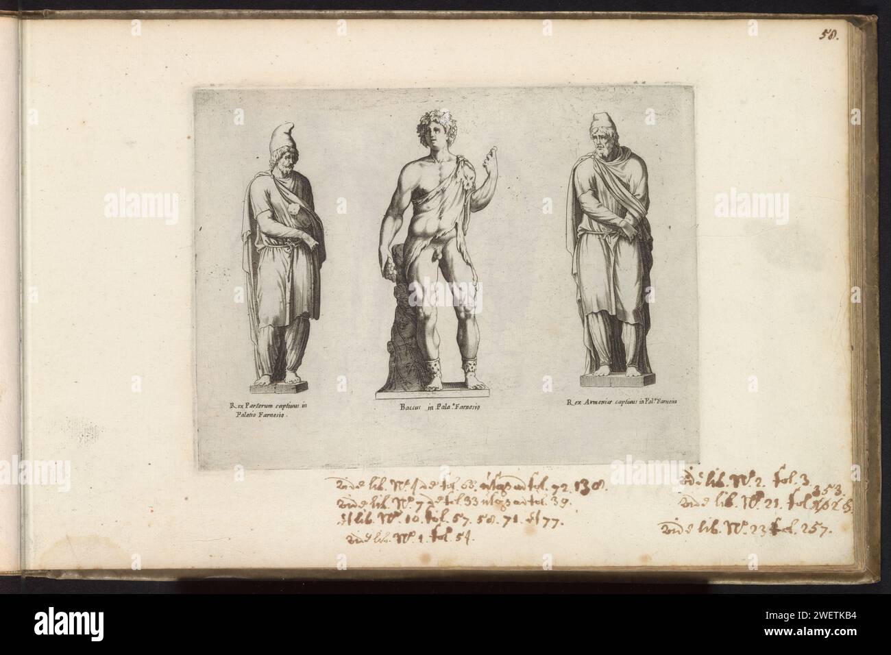 Sculptures of Dacian prisoners and the God Bacchus, Anonymous, 1641 ...