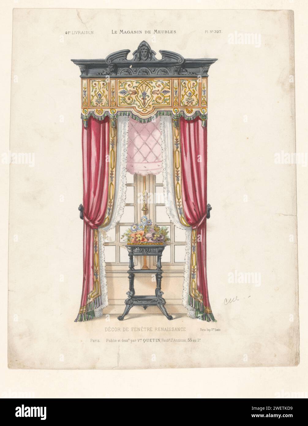 Window with curtains, Anonymous, 1832 - 1877 print A Renaissance window ...