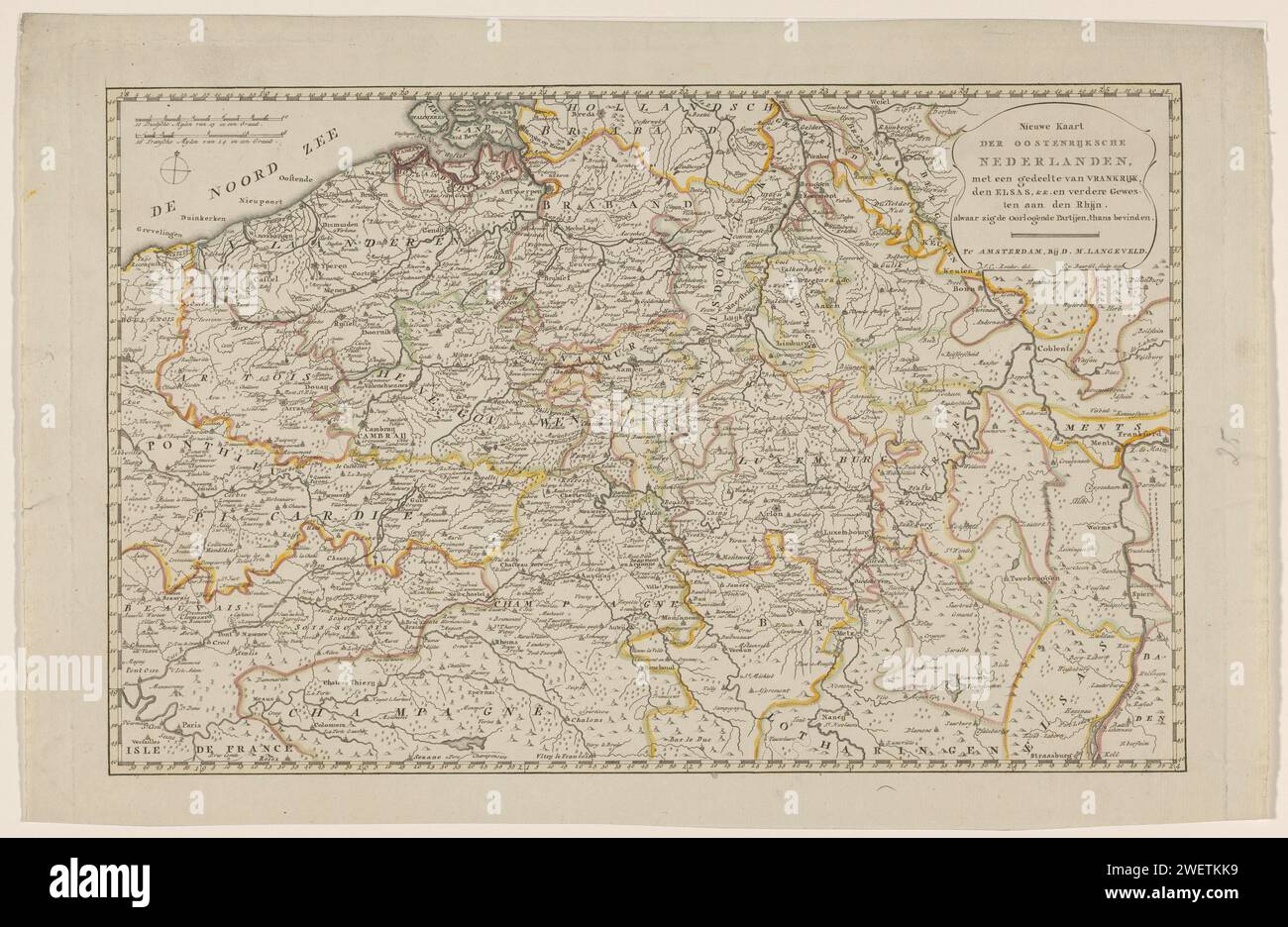 Map of the Austrian Netherlands, 1792, Cornelis van Baarsel, 1792 print ...