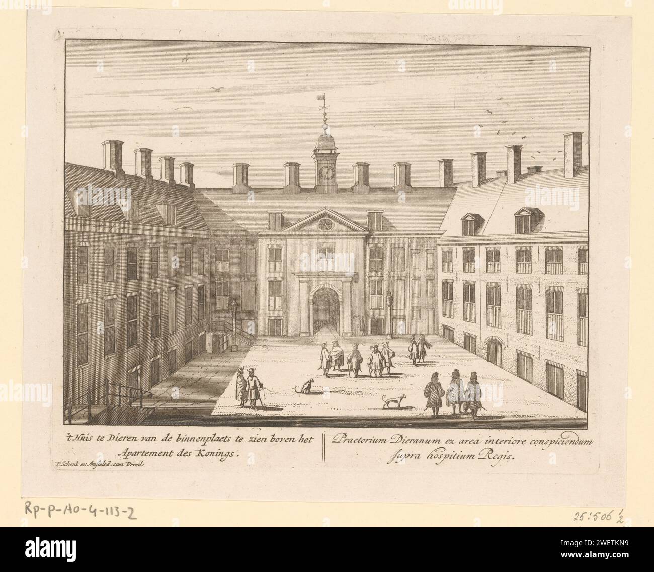 View of the courtyard of the Hof in Dieren, Pieter Schenk (I), c. 1700 ...