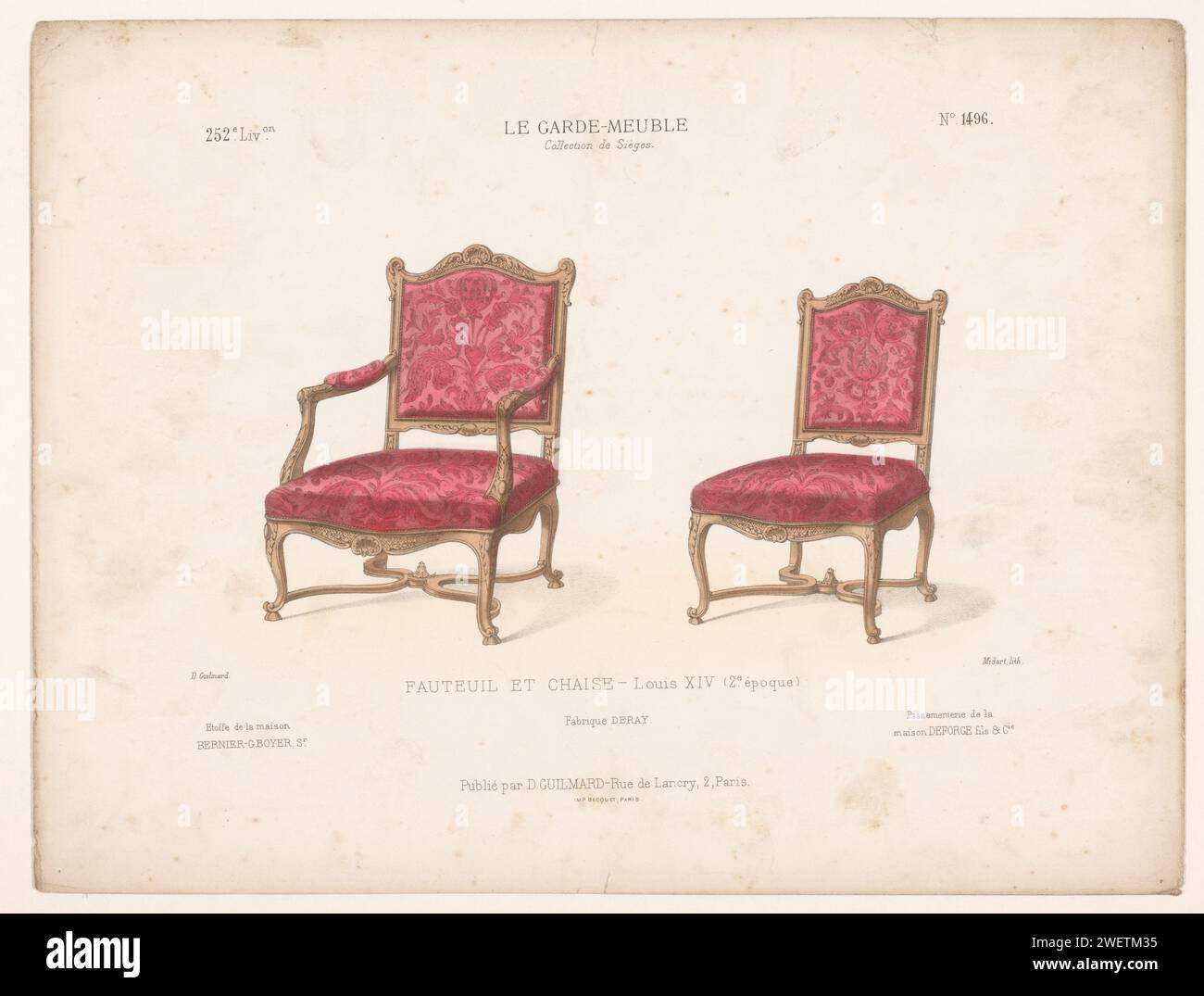 Fauteuil a Stoce, Midart, 1839 - 1885 print An armchair and chair in ...