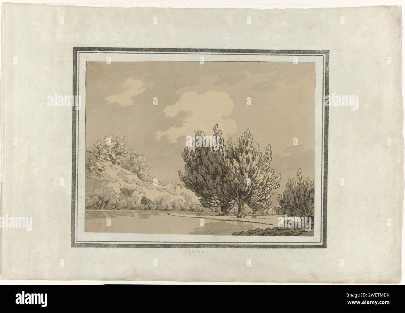 Poplar, 1789 print Print from album in cassette with fourteen studies ...