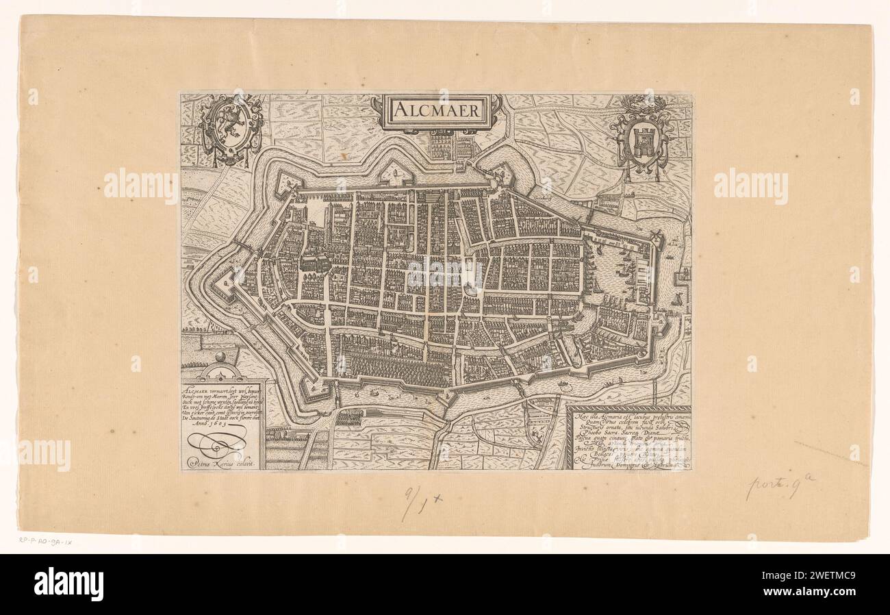 Map of Alkmaar, Pieter van der Keere, 1603 - 1617 print Map in a ...