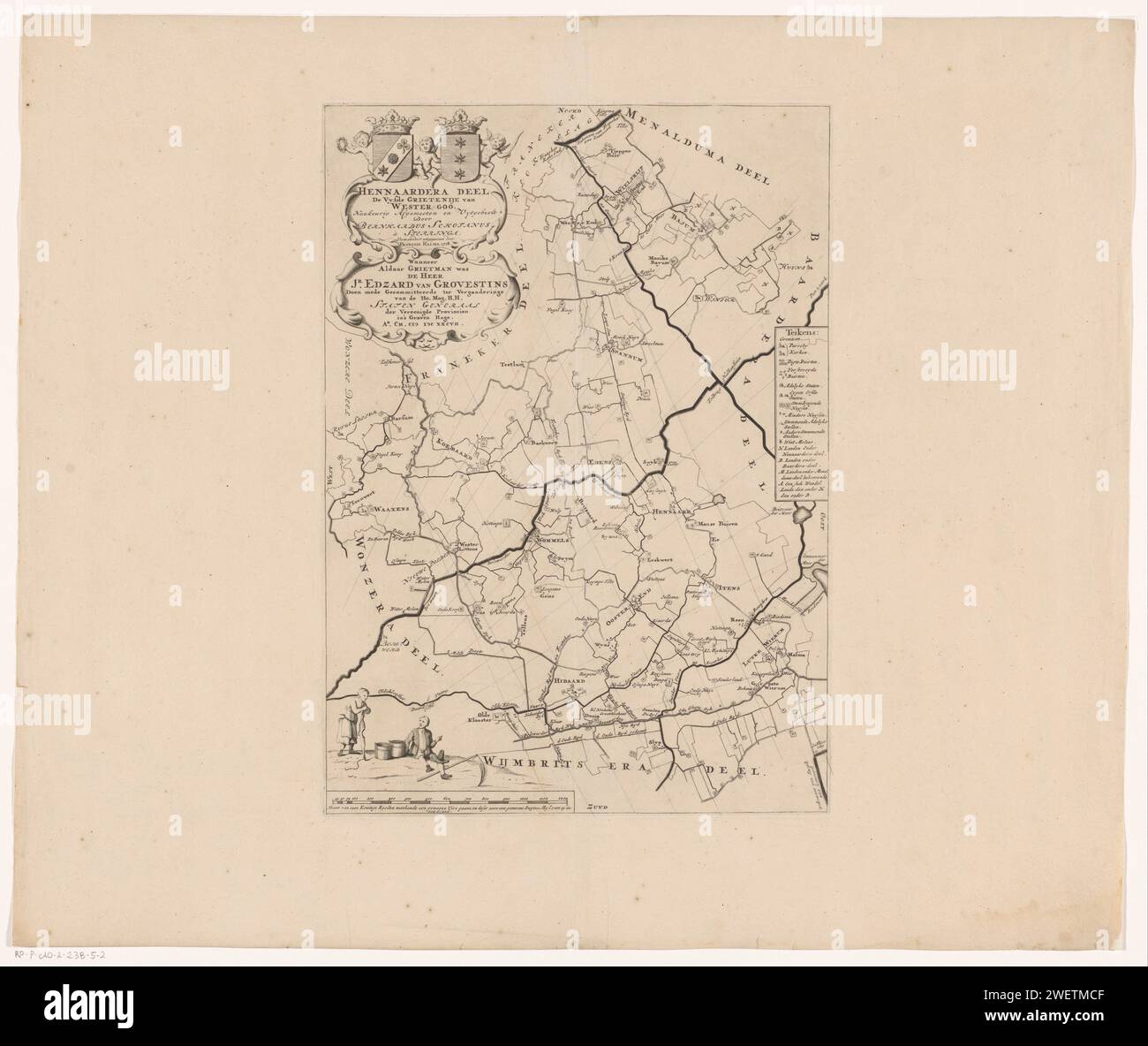Map of the Grietenij Hennaarderadeel, 1718 print At the top left ...