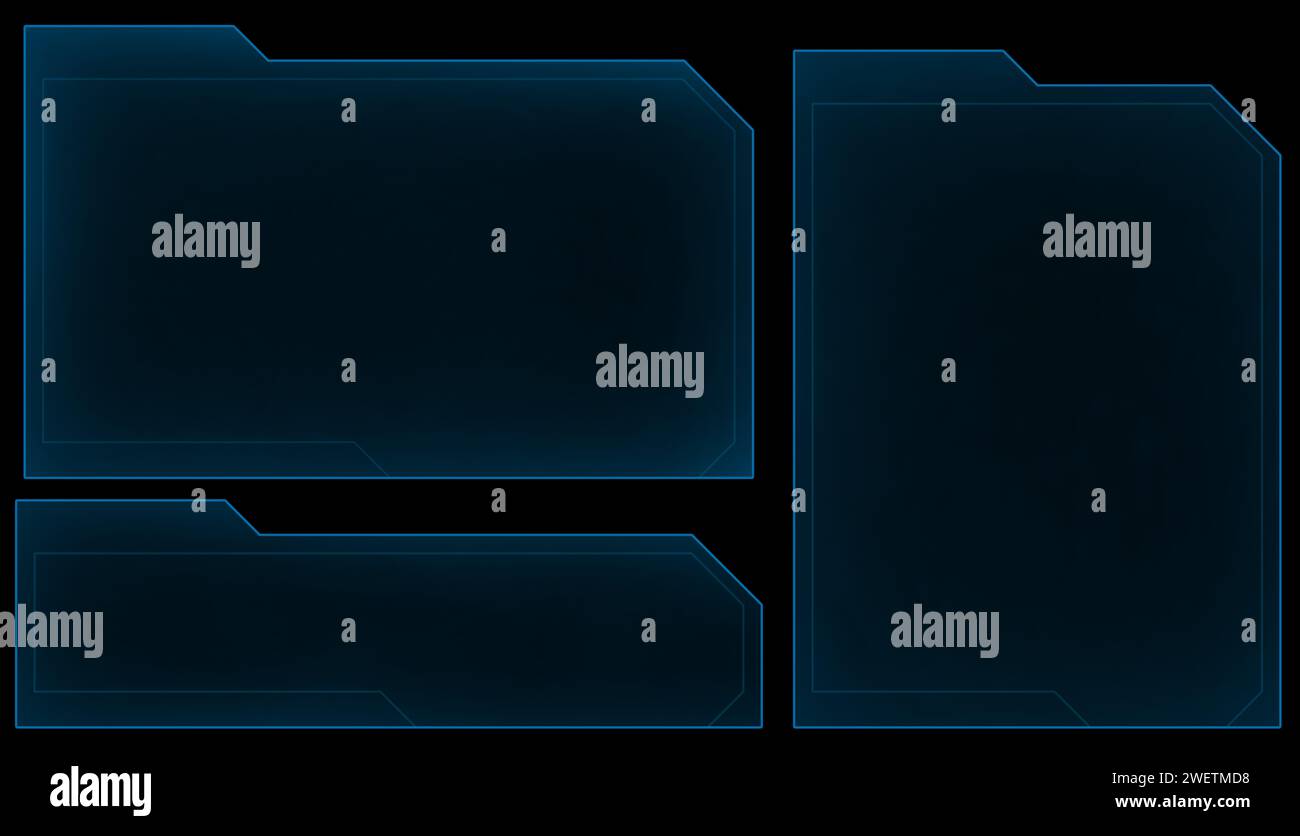 Futuristic folder blue glow black background Stock Photo - Alamy