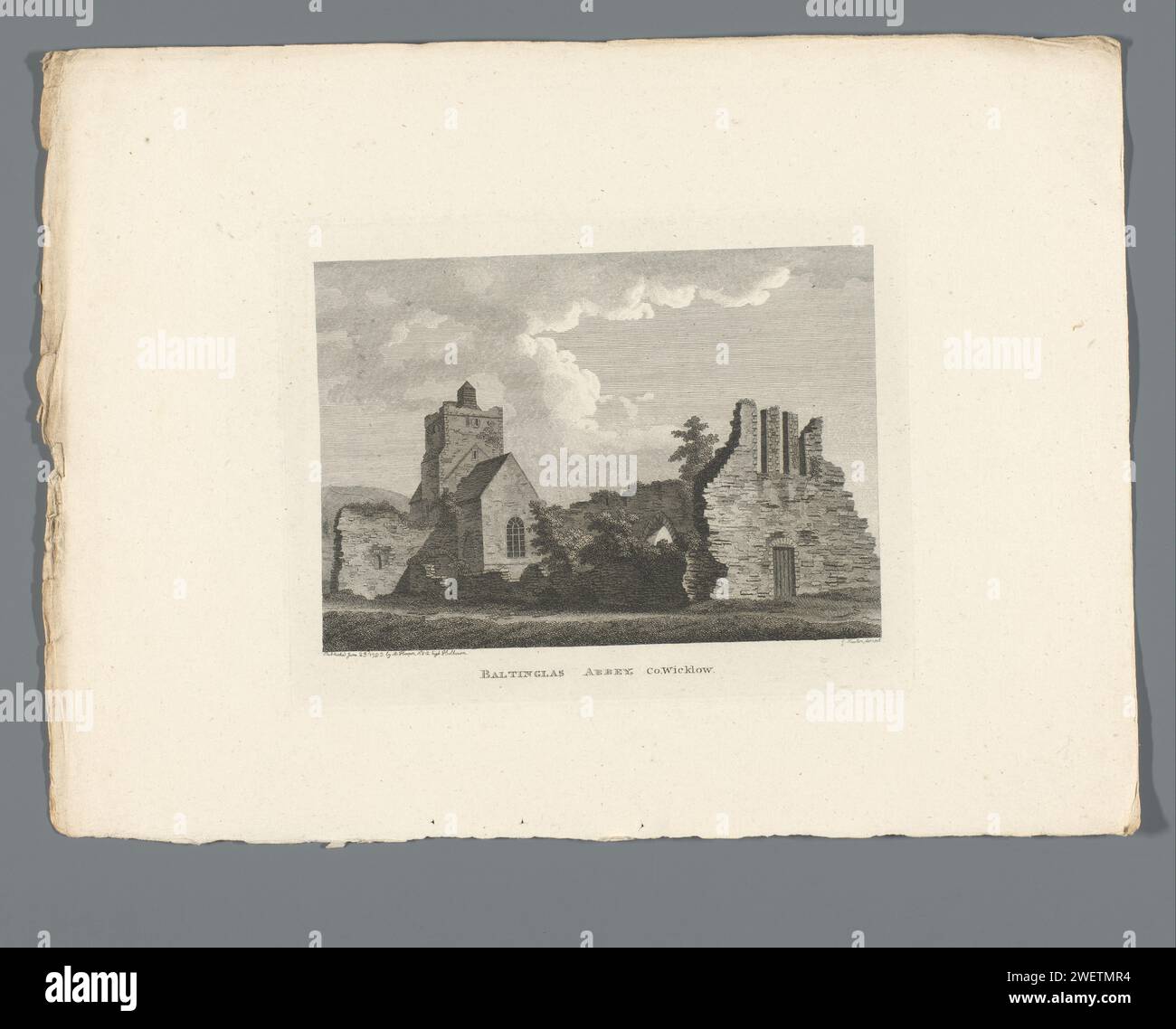 View of the ruins of the abbey in Baltinglass, James Newton, 1793 print ...