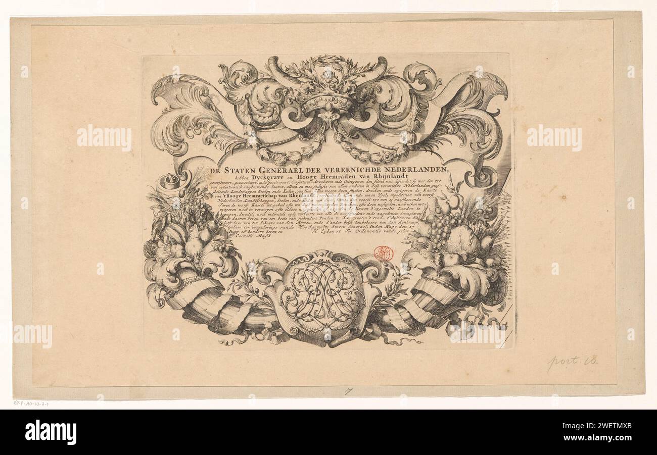 Patent granted by the States General for a map of the Rijnland Water ...