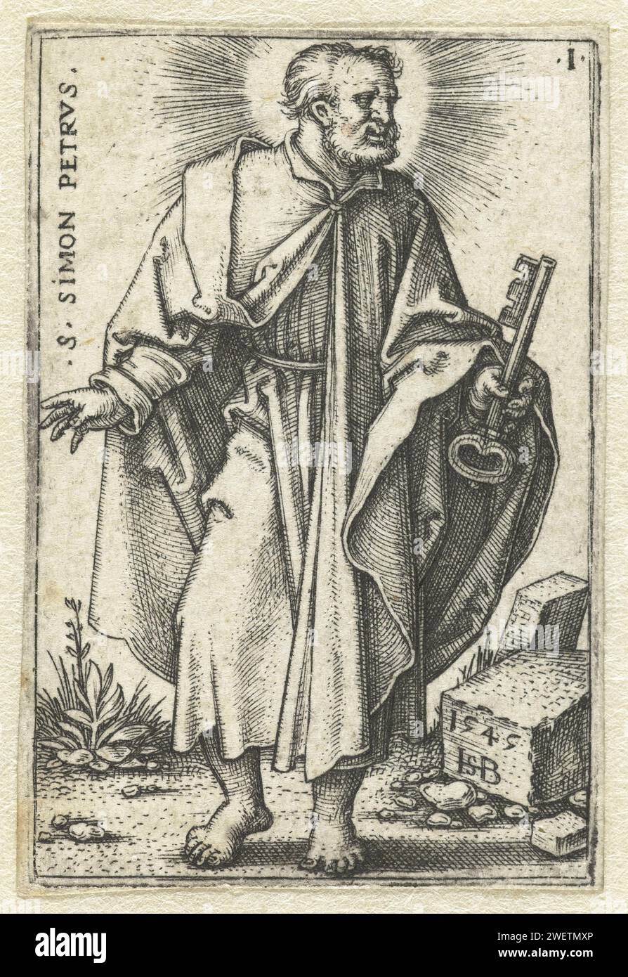 Petrus, Hans Sebald Beham, 1545 print paper engraving the apostle Peter ...