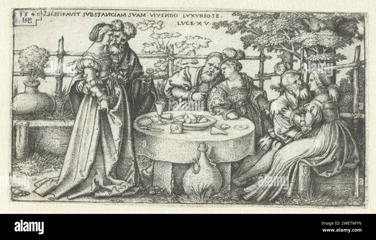 Lost son wastes his inheritance, Hans Sebald Beham, 1540 print Above ...